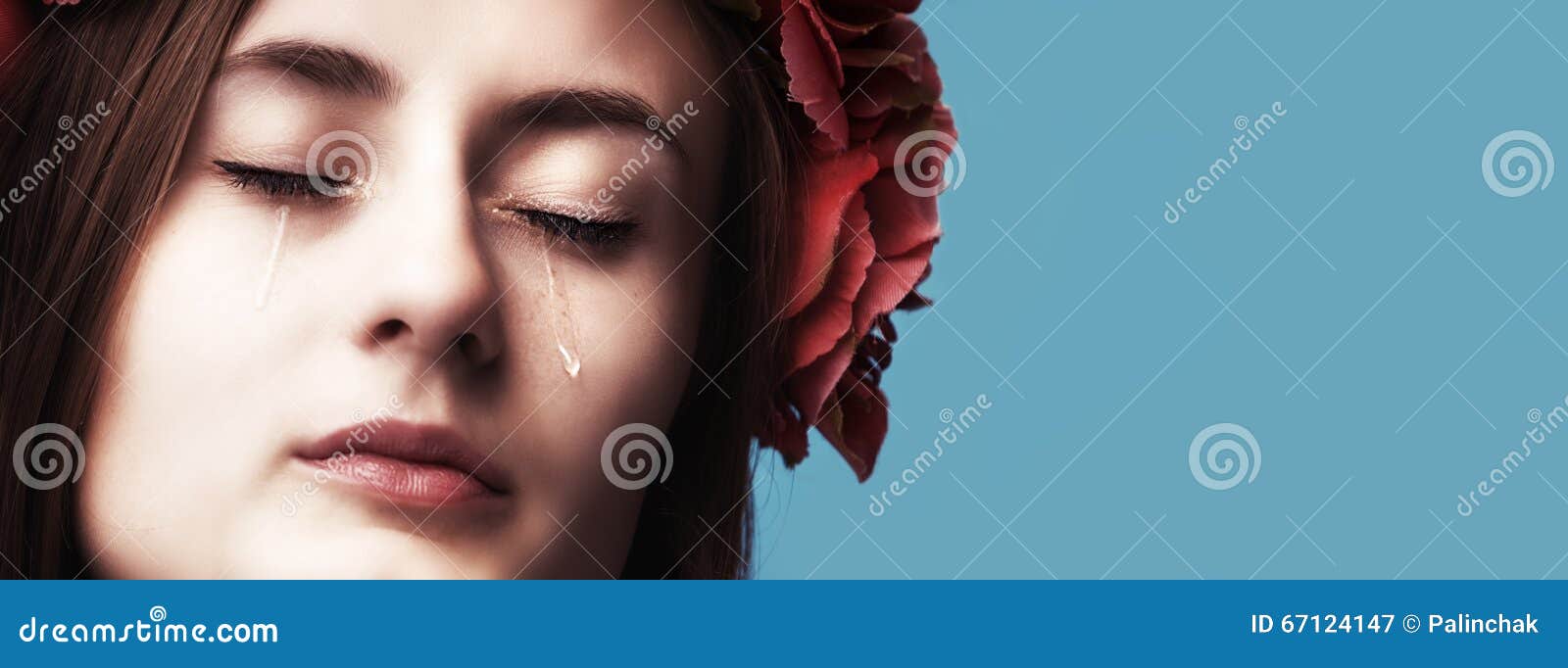 Portrait Of Young Beautiful Woman Crying Stock Image Image Of