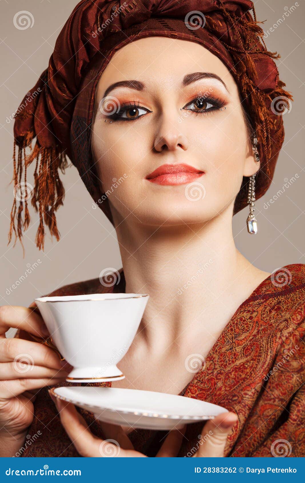 Portrait of a Young Beautiful Woman in Eastern Style Stock Photo ...