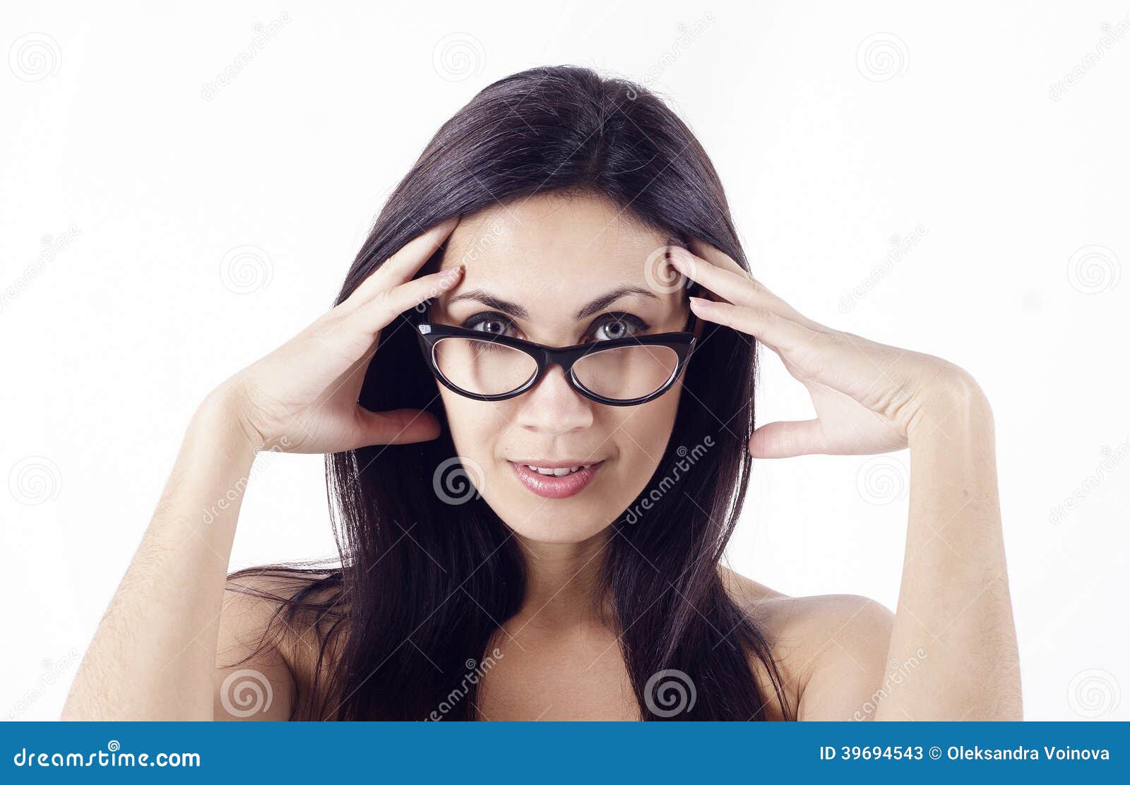 Portrait Of Young Beautiful Woman With Glasses Stock Image Image Of Hand Glasses 39694543