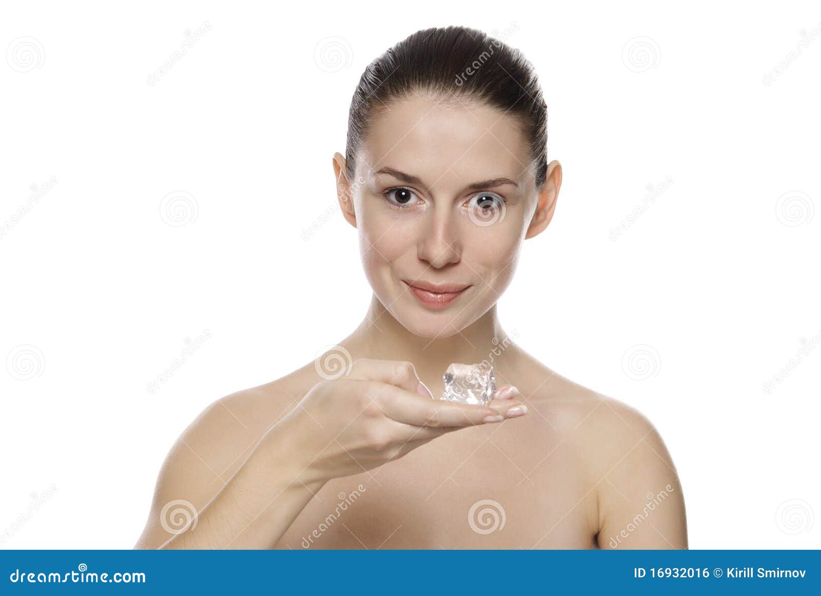 Portrait of Young Beautiful Woman Holding Ice Cube Stock Photo - Image ...
