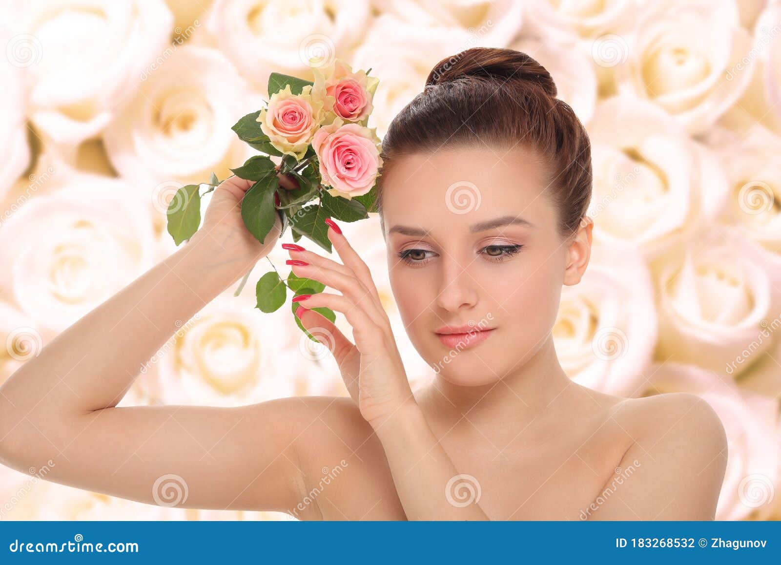 Young Beautiful Woman with a Rose Stock Photo - Image of model, love ...