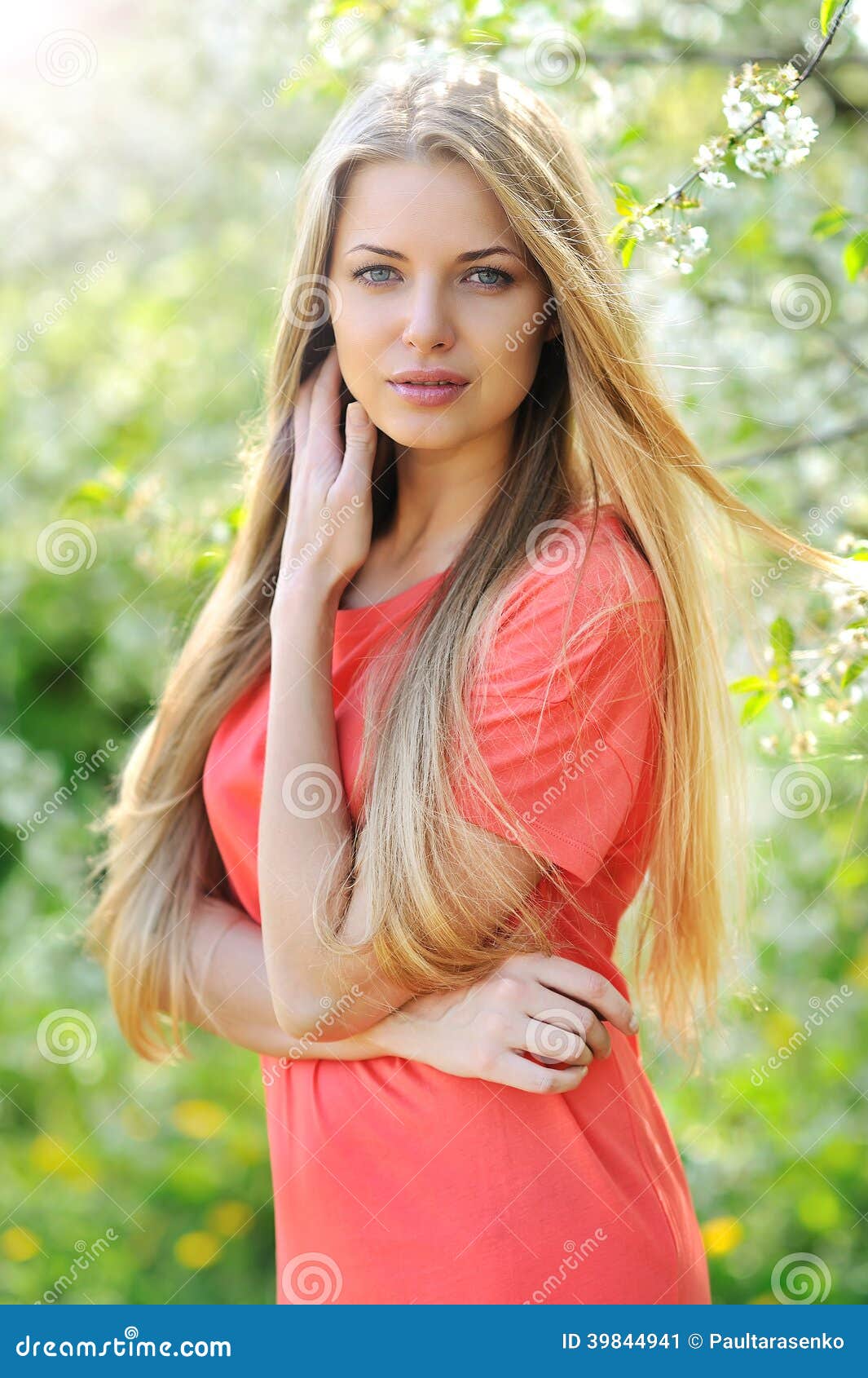 Portrait of Young Beautiful Woman in Spring Stock Image - Image of ...