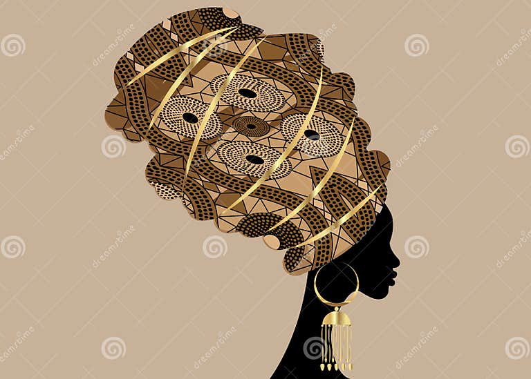 Portrait Of The Young Black Woman In A Turban Animation African Beauty