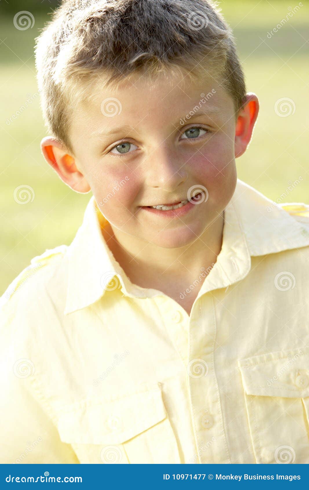 Portrait of Young Boy in Countryside Stock Image - Image of countryside ...
