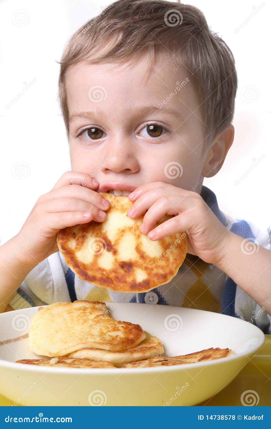 Portrait of a Young Boy Having Breakfast Stock Photo - Image of ...