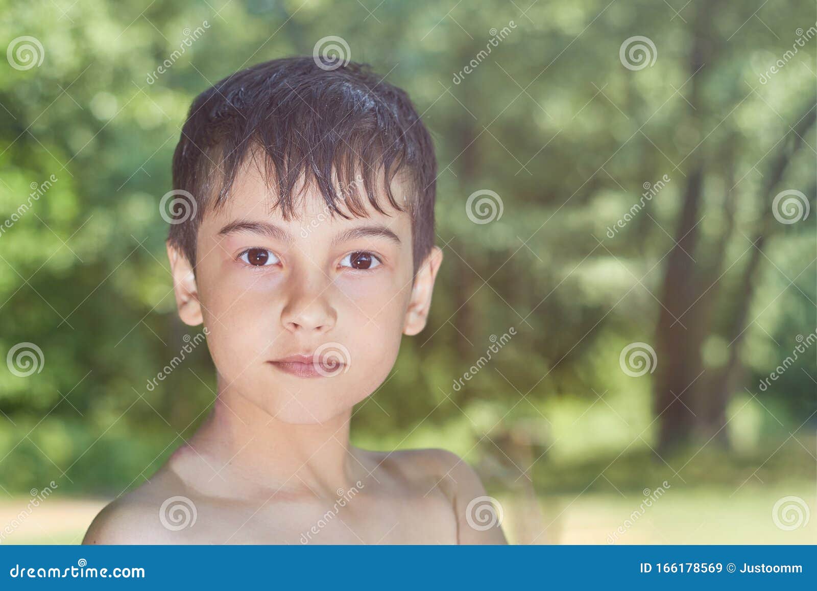 Portrait of Young Boy in Nature, Park or Outdoors Stock Image - Image ...
