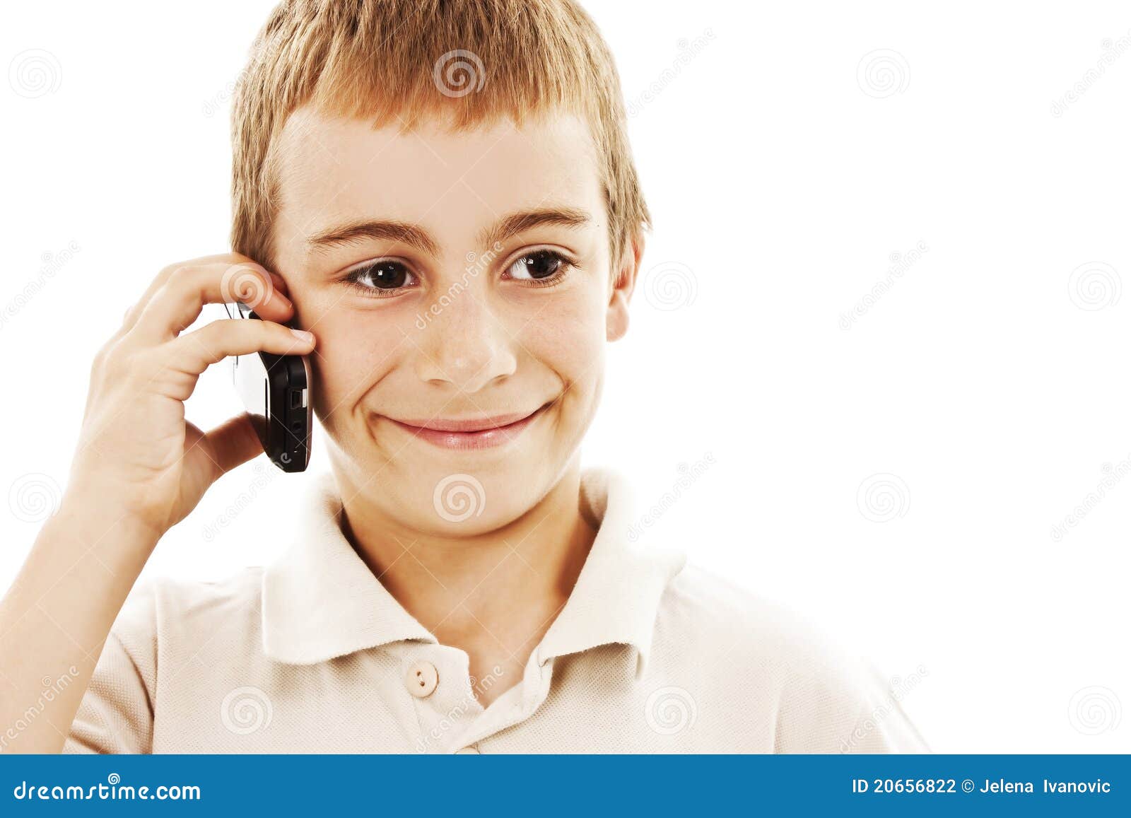 Portrait of a Young Boy Speaking on Cellphone Stock Photo - Image of ...