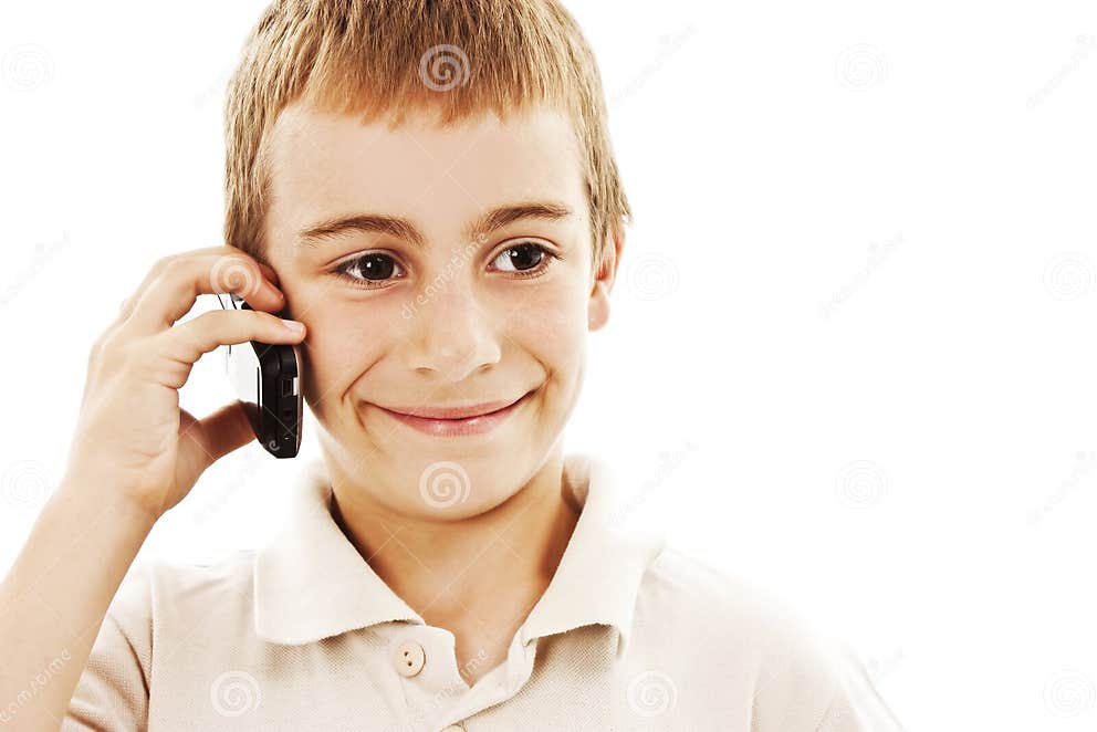 Portrait of a Young Boy Speaking on Cellphone Stock Photo - Image of ...