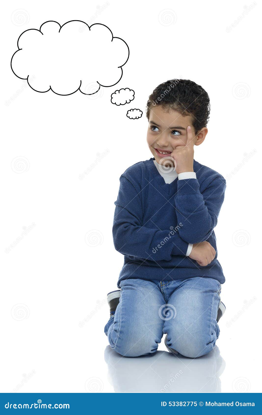 Portrait of Young Boy Thinking Stock Image - Image of daydreaming ...