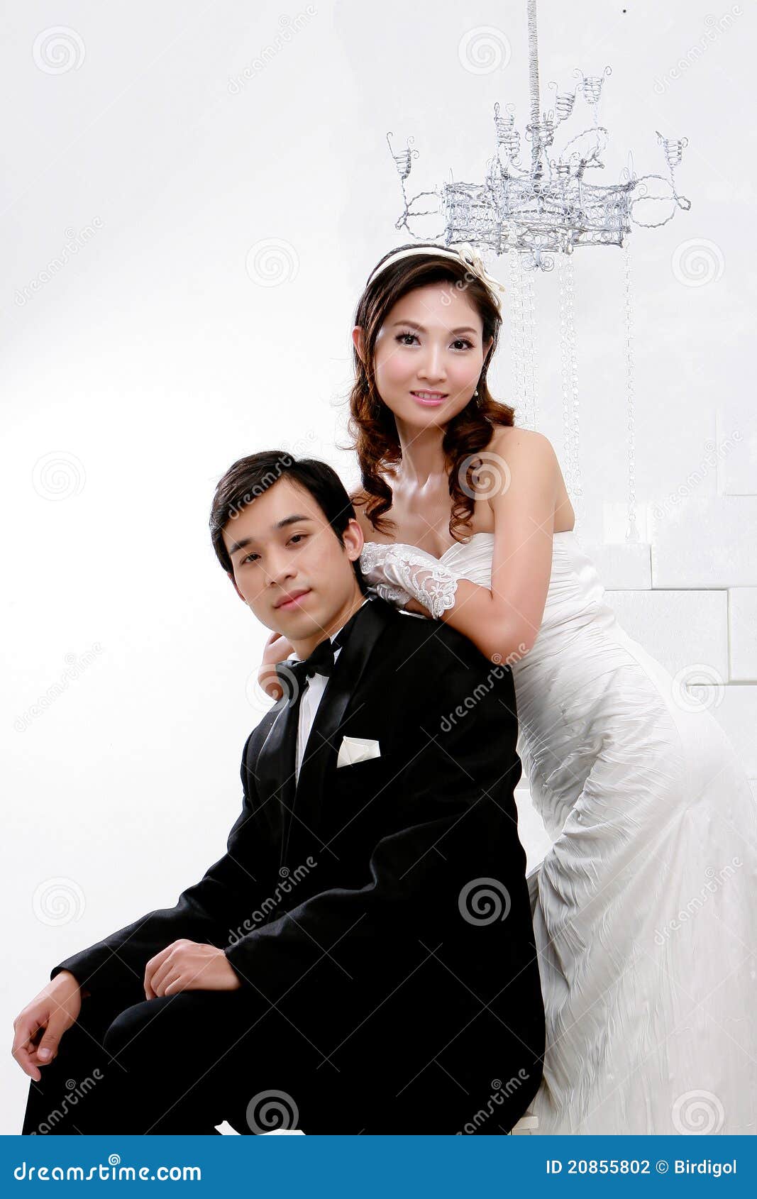 Portrait of Young Bride and Groom Stock Photo - Image of smiling ...