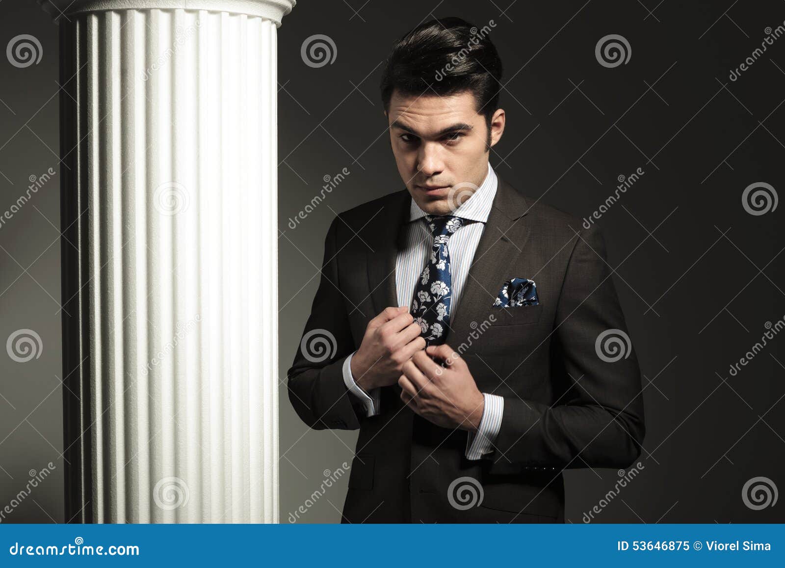 Portrait of a Young Business Man Fixing His Collar Stock Image - Image ...