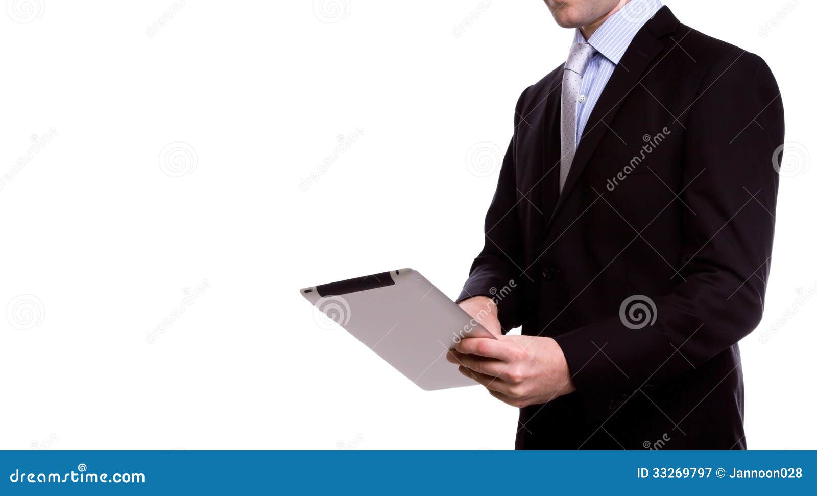 Portrait of Young Business Man Using a Touch Screen Device Stock Image ...
