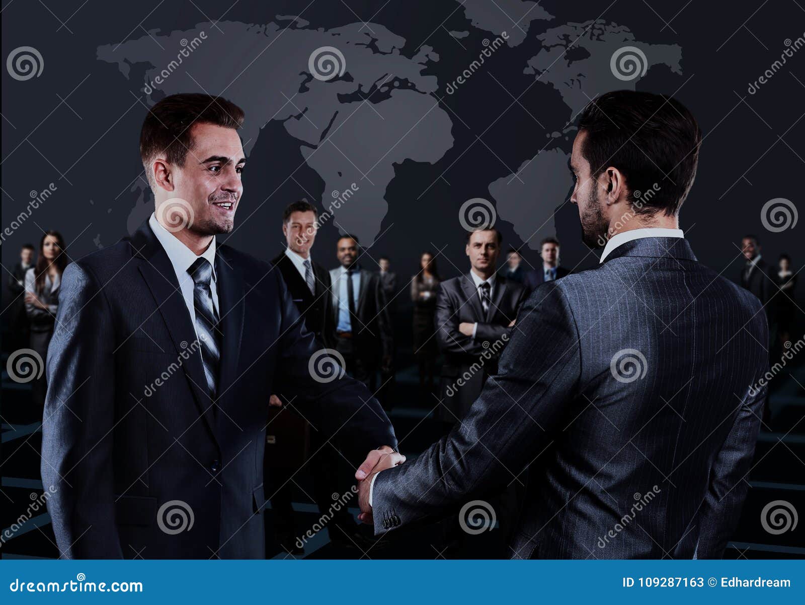 Portrait of Young Business People. Handshake in Front of Business ...