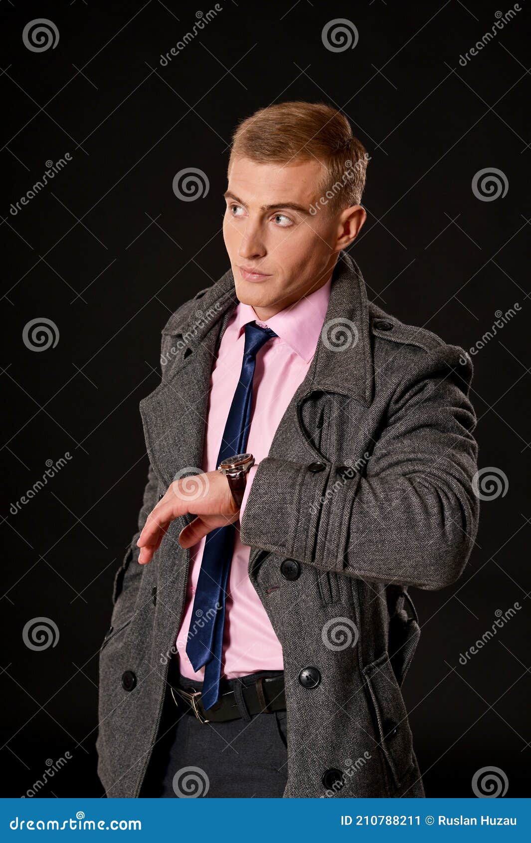 Portrait of a Young Businessman Checking Time Stock Image - Image of ...