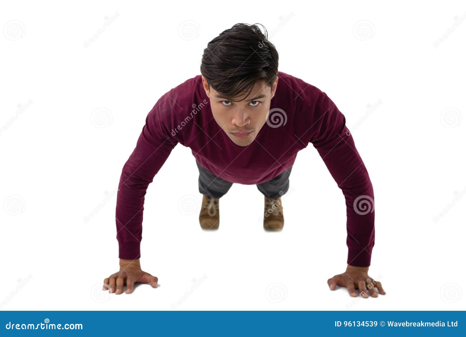 Portrait of Young Businessman Doing Push Ups Stock Image - Image of ...