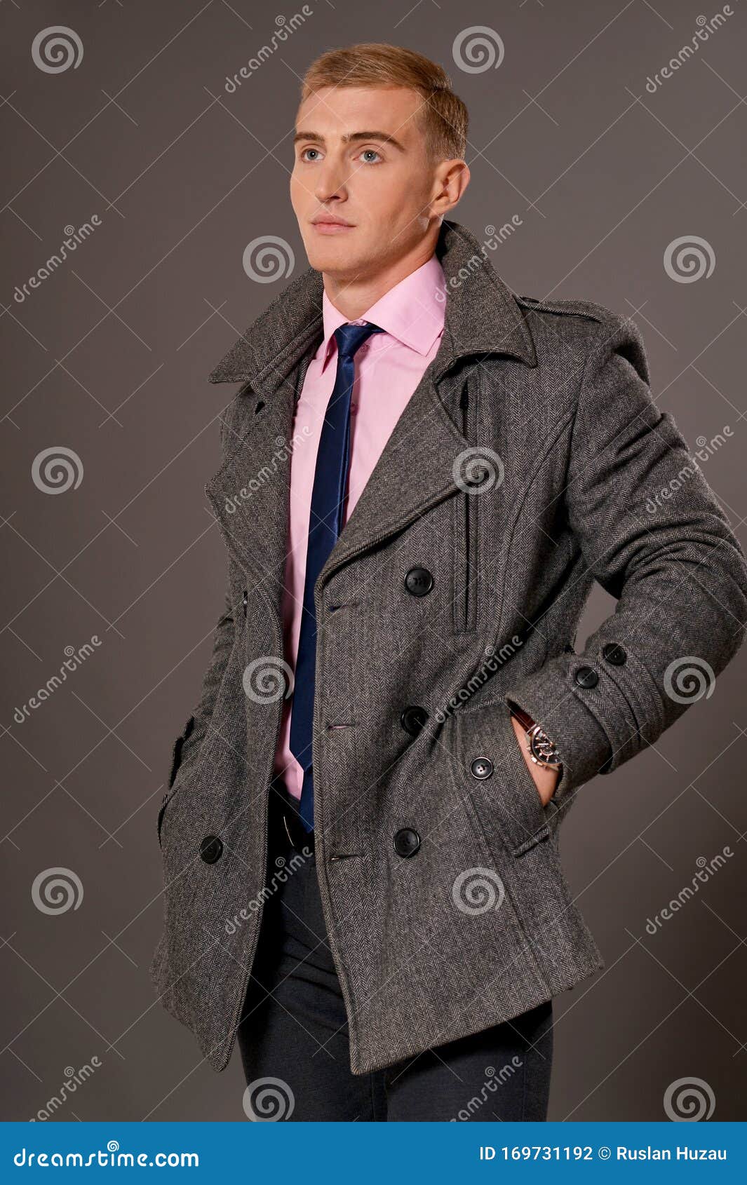 Portrait of Young Businessman Posing in Coat Stock Photo - Image of ...