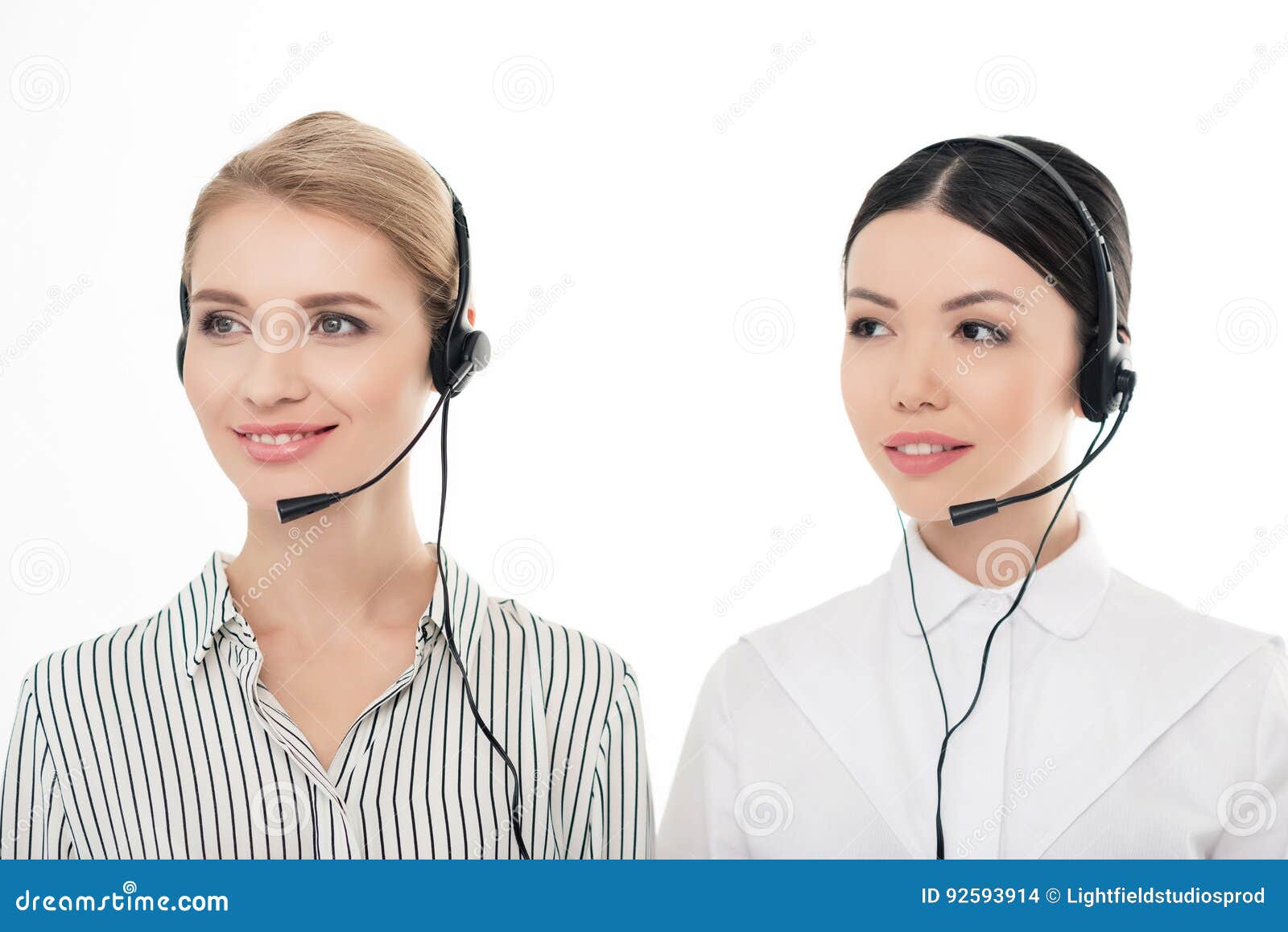 Portrait of Young Call Center Operators in Headsets Stock Photo - Image ...