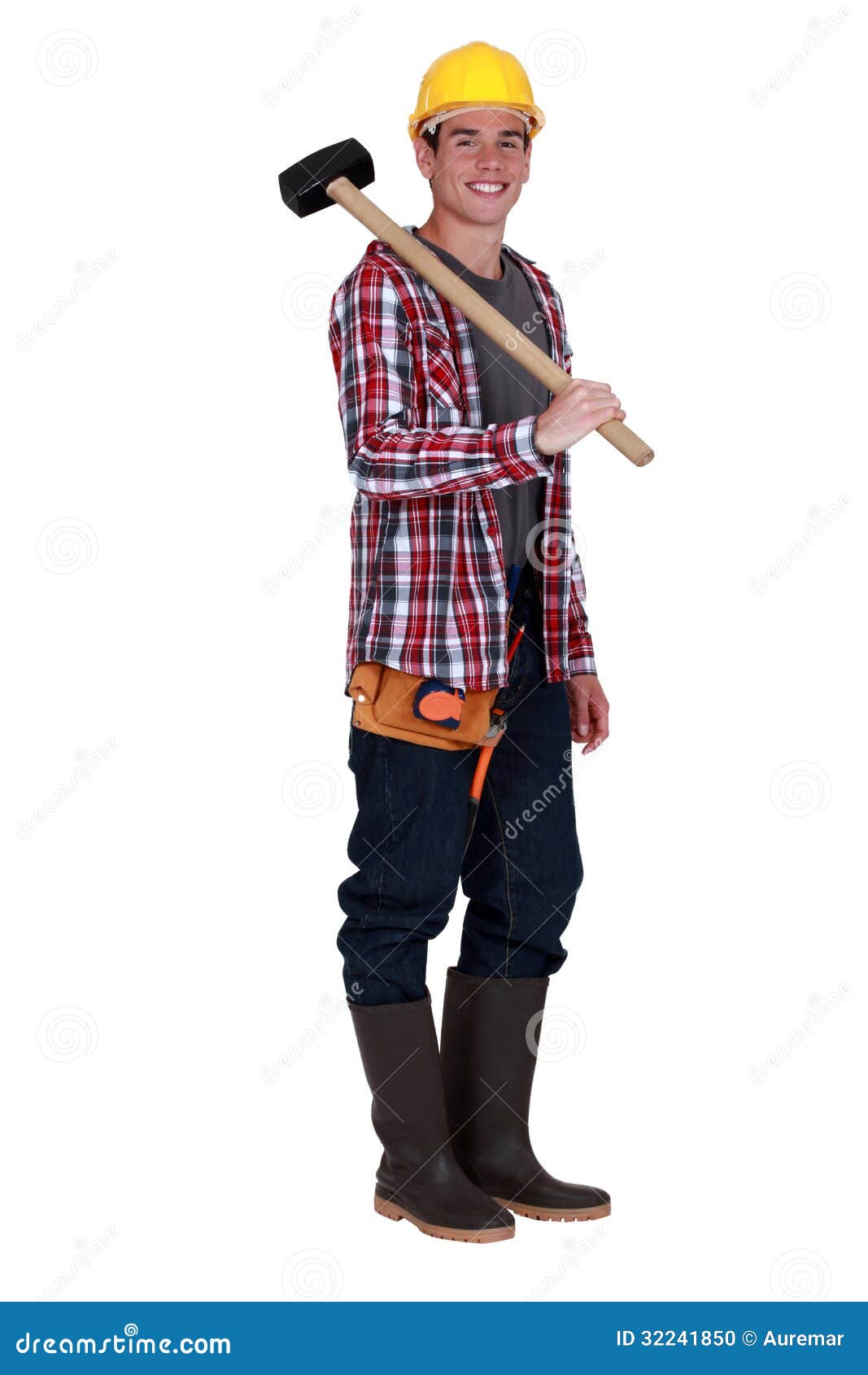 Portrait of Young Carpenter Stock Photo - Image of protection ...