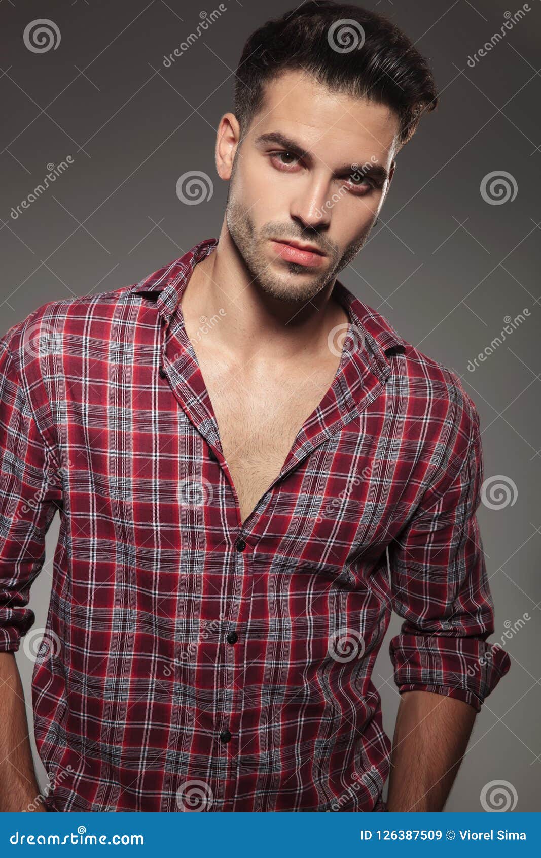 Portrait of a Young Casual Man in Plaid Shirt Stock Image - Image of ... Portrait of a Young Casual Man in Plaid Shirt Stock Image - Image of ...