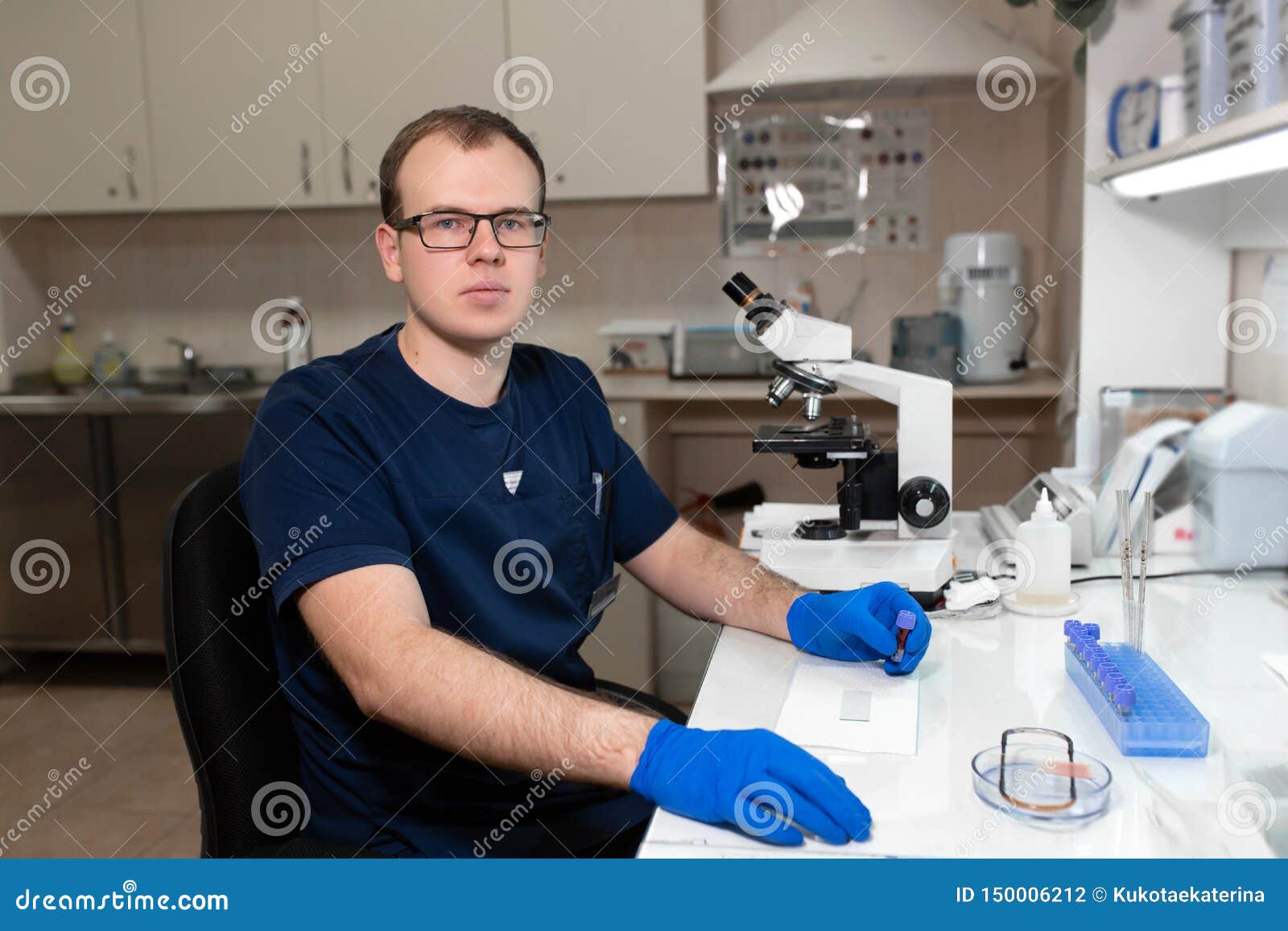 Portrait of Young Caucasian Male Scientist, Medical Worker, Tech or ... Portrait of Young Caucasian Male Scientist, Medical Worker, Tech or ...