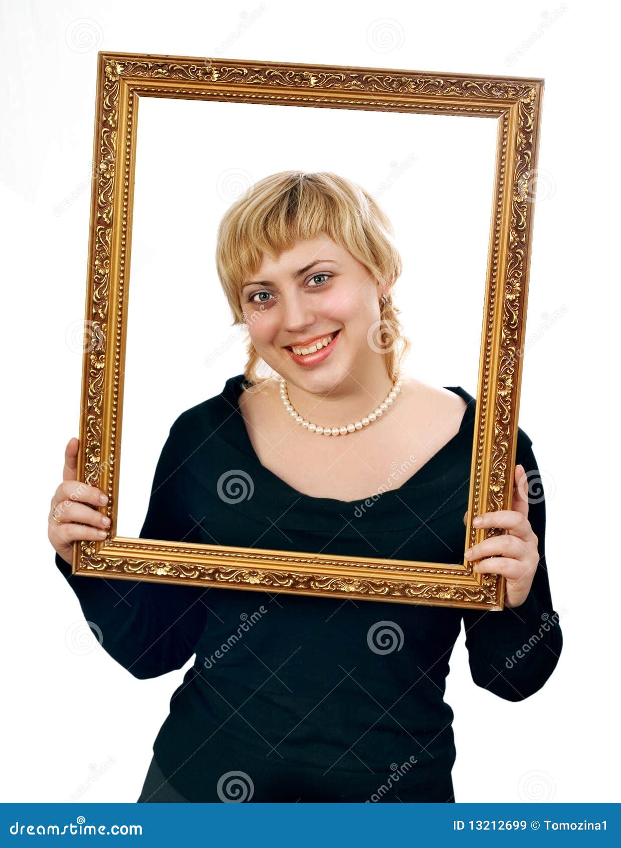 Portrait of Young Cheerful Woman in Frame Stock Image - Image of ...