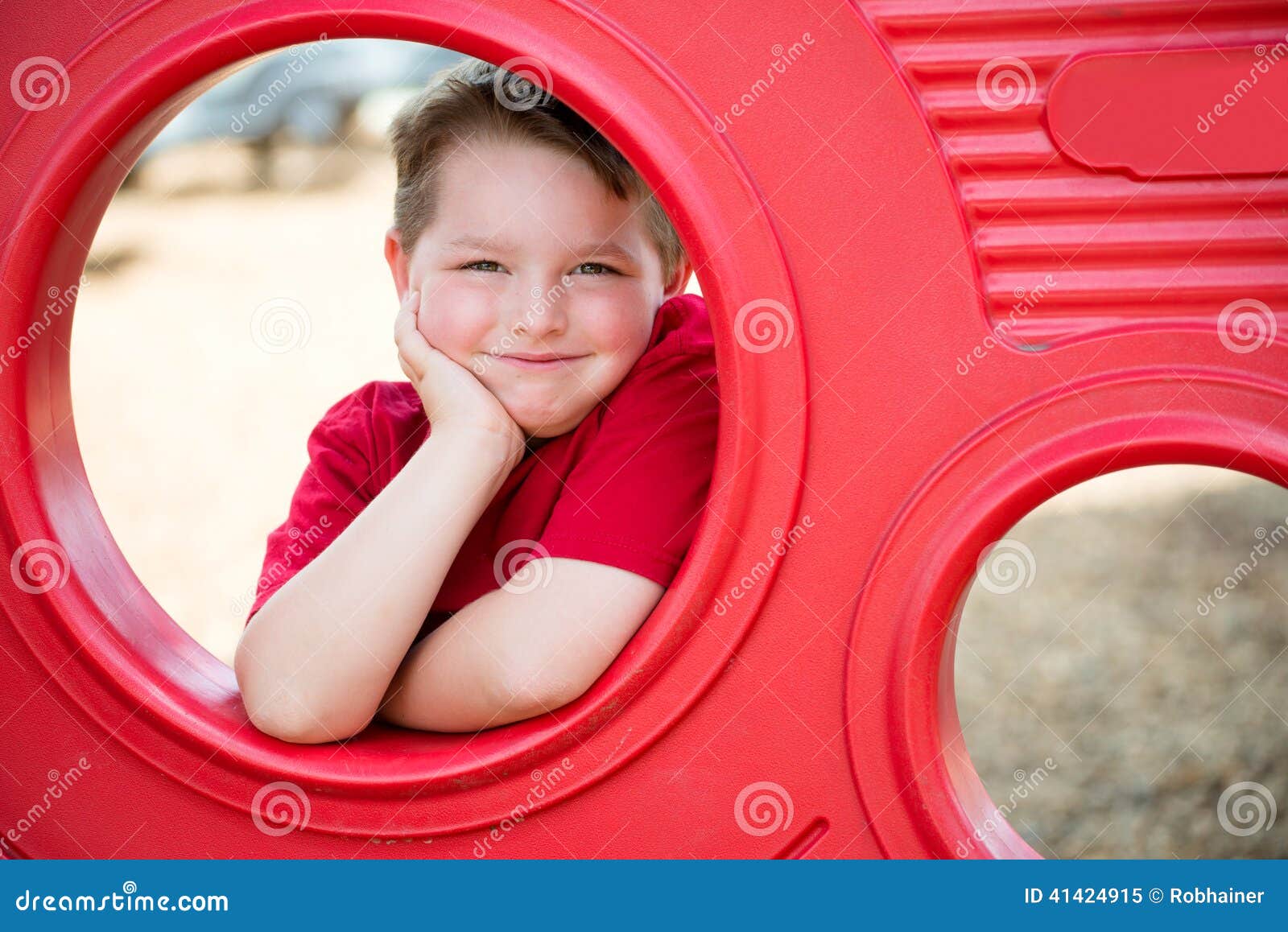 Portrait of Young Child on Playground Stock Image - Image of park ...