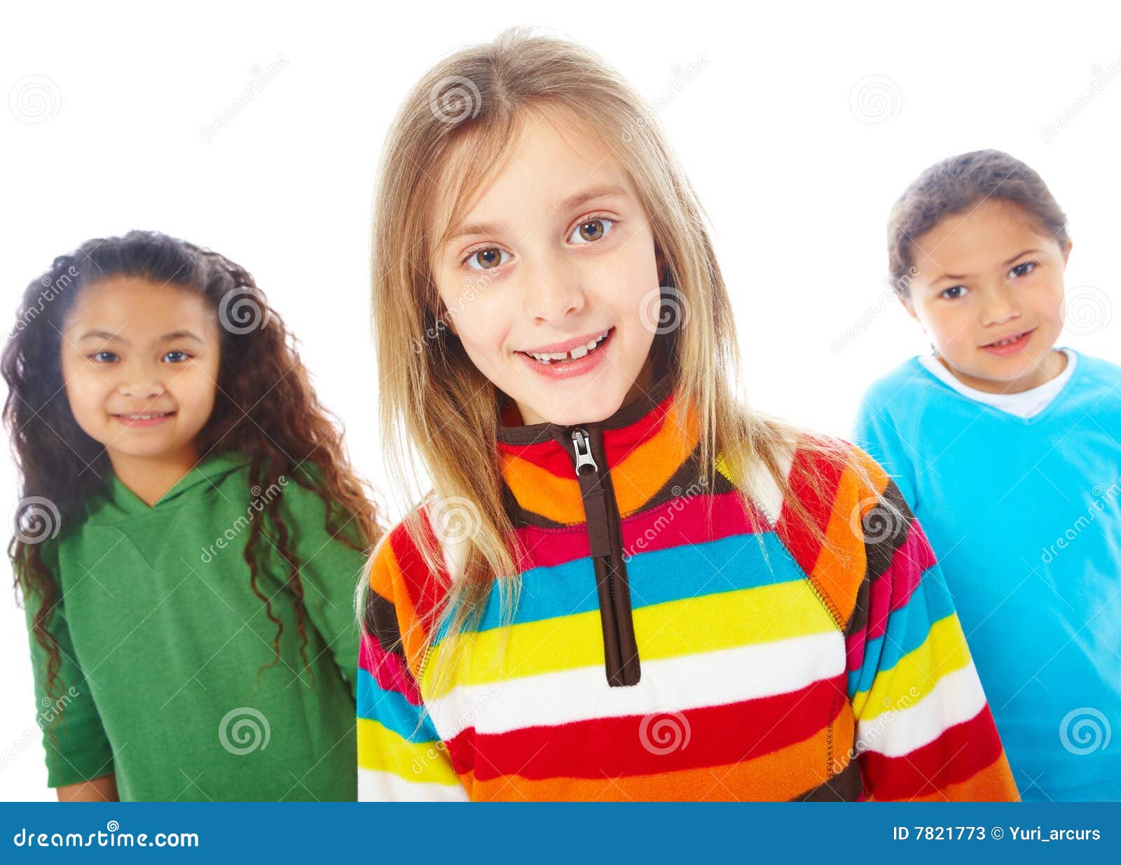 Portrait of Young Children Standing in a Row Stock Image - Image of ...