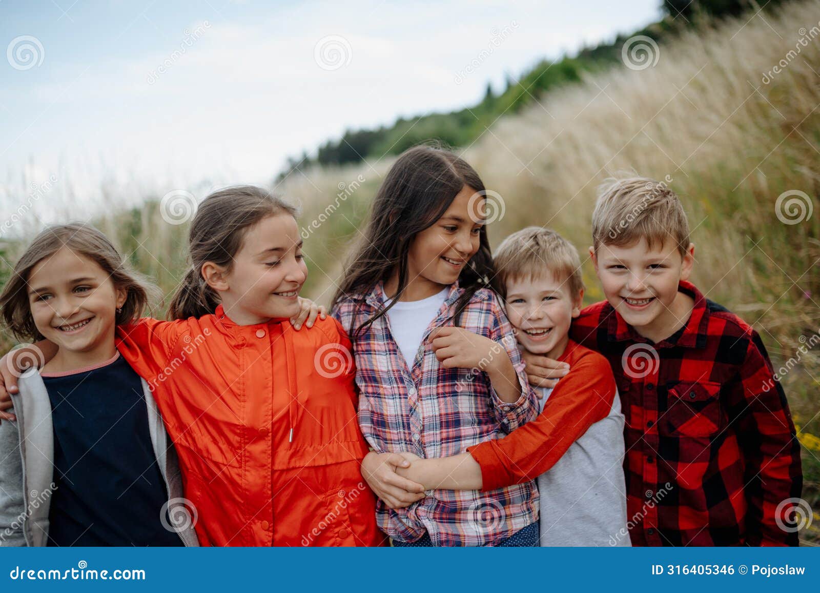 Portrait of Young Classmates, Students during Biology Field Teaching ...