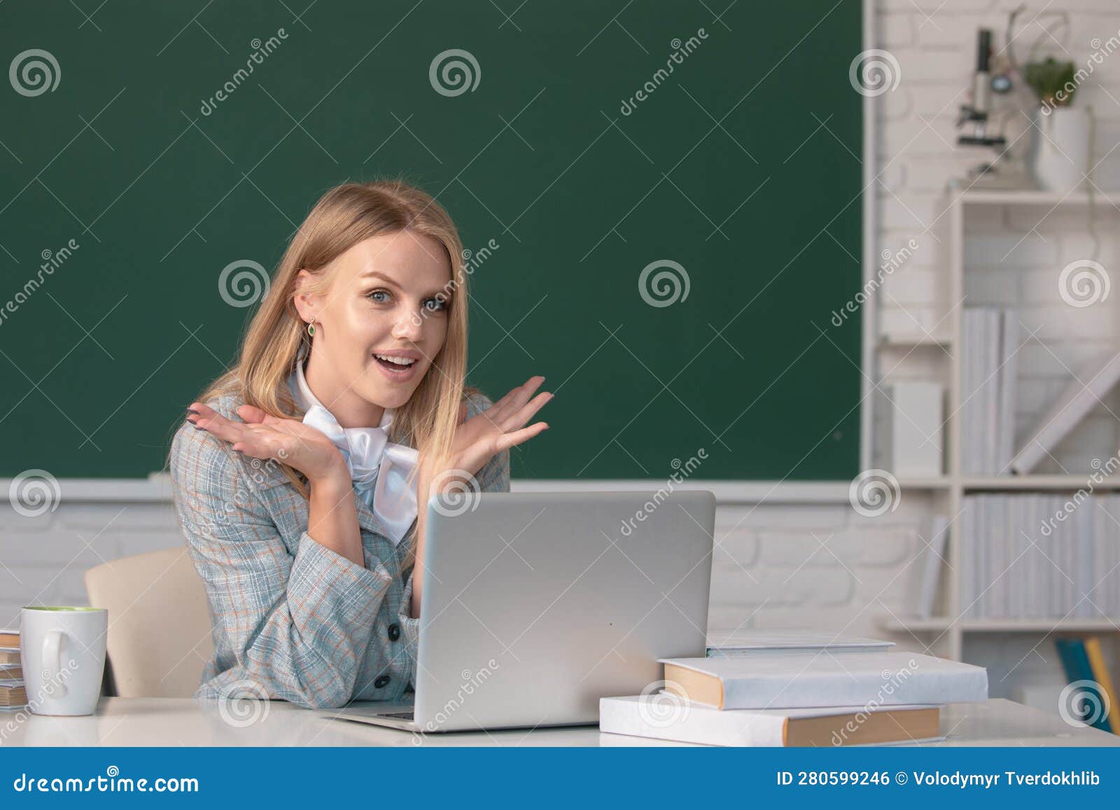 Portrait of a Young, Confident and Amazed Female Student Studying in ...