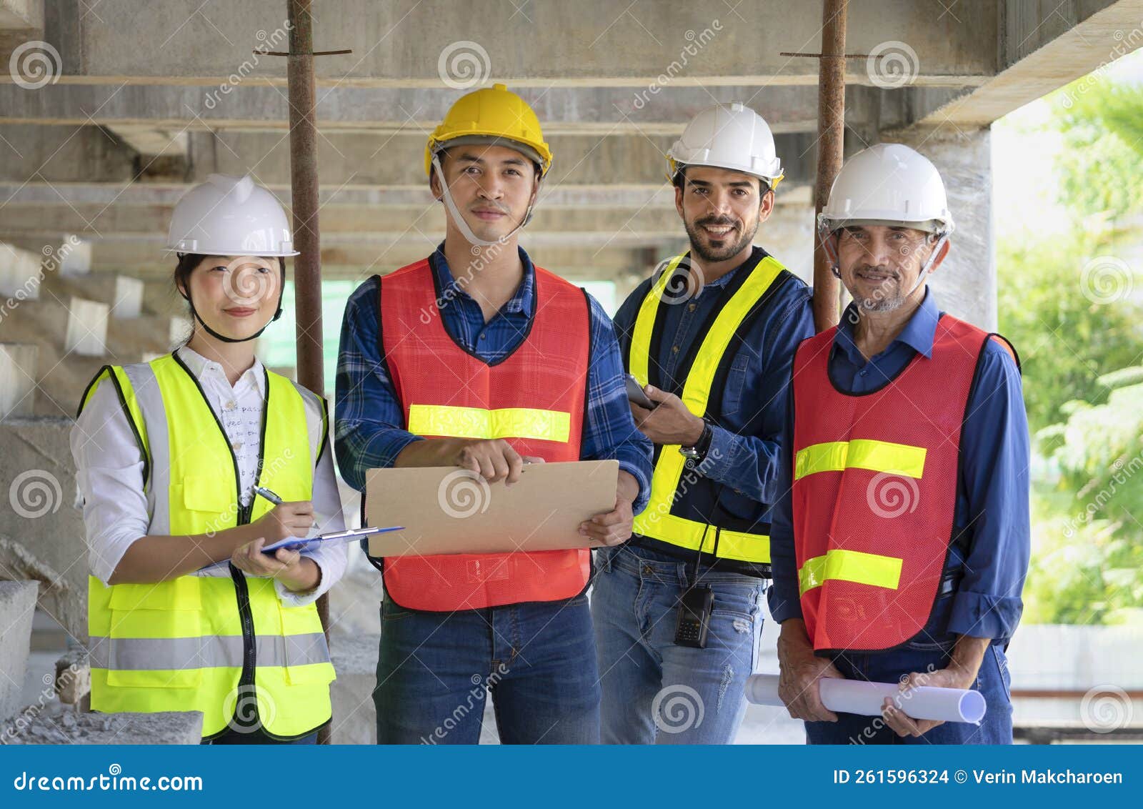 Portrait Young Confident Engineers Teamwork and Senior Inspector ...