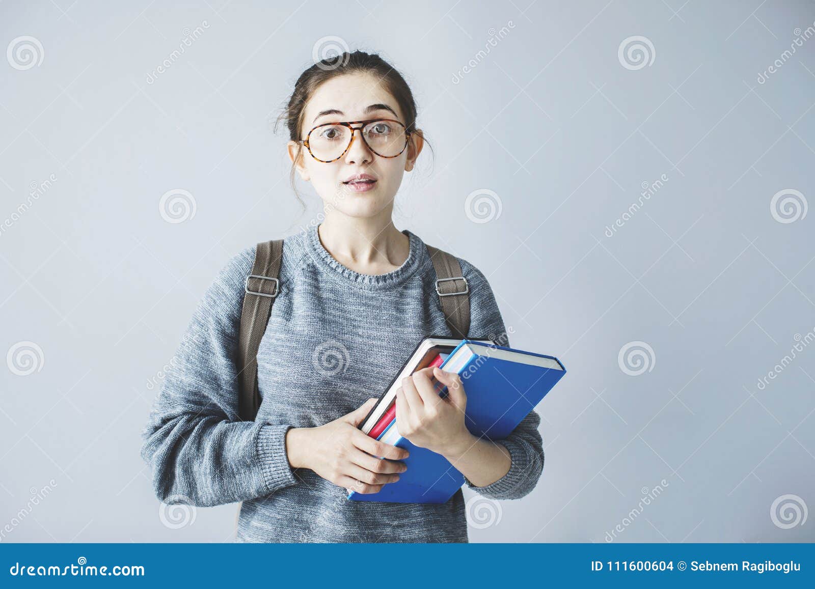 Portrait of Young Confused Female Student Stock Photo - Image of ...