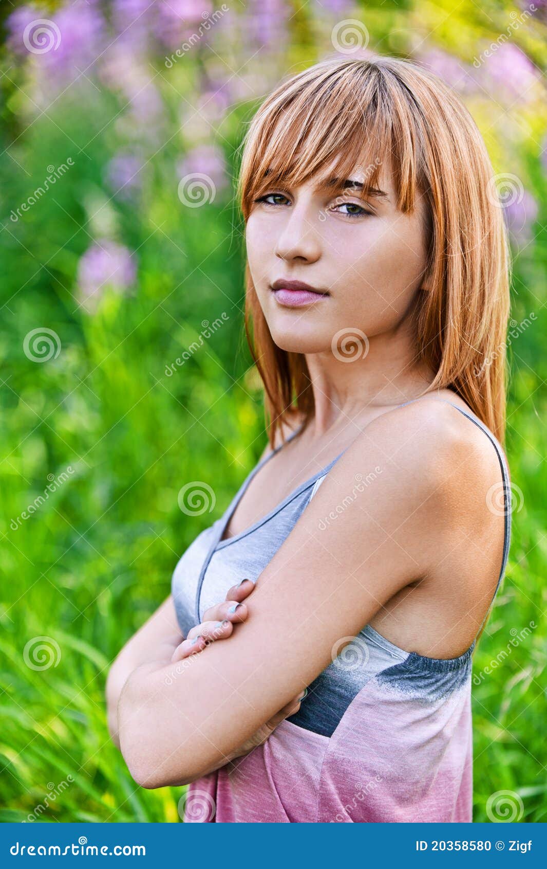 Portrait of Young Content Woman Stock Photo - Image of appealing, blond ...