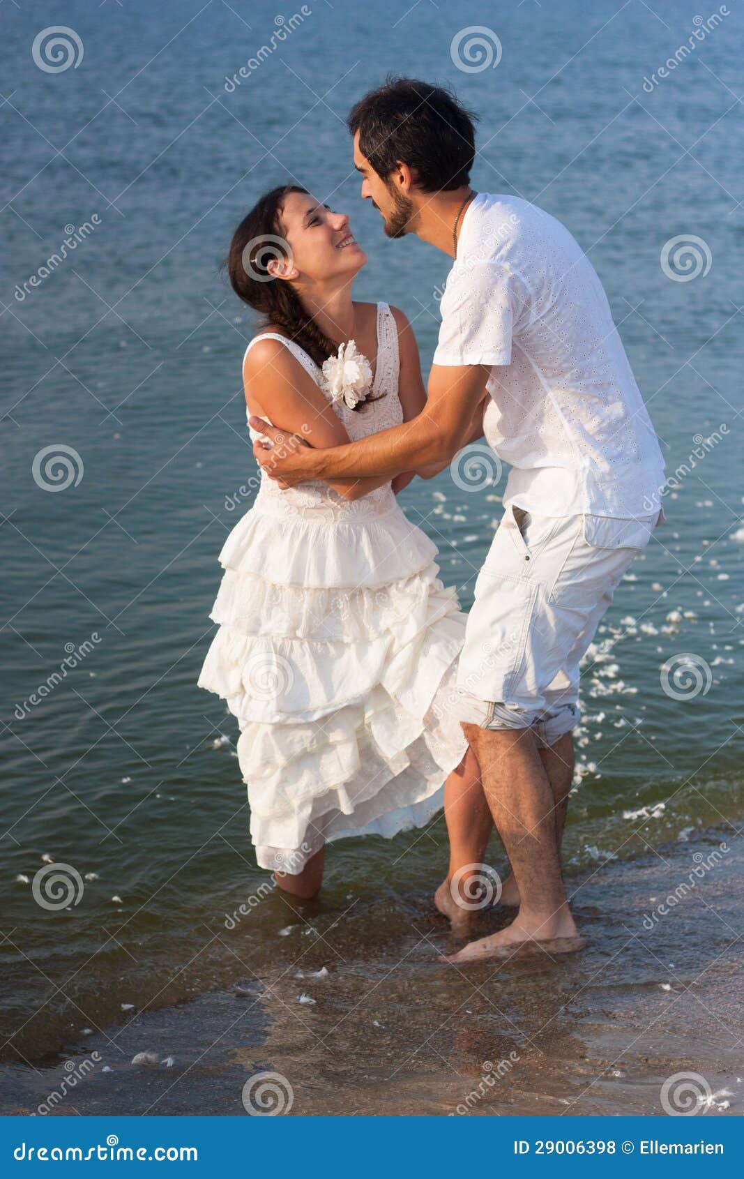 Portrait of Young Couple Fooling on the Beach Stock Photo - Image of ...