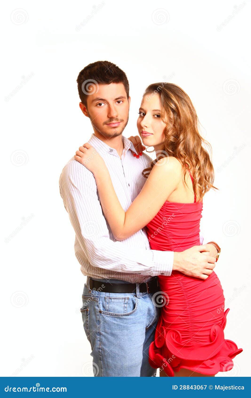 Portrait of Young Couple Hugging Isolated on White Background Stock ...