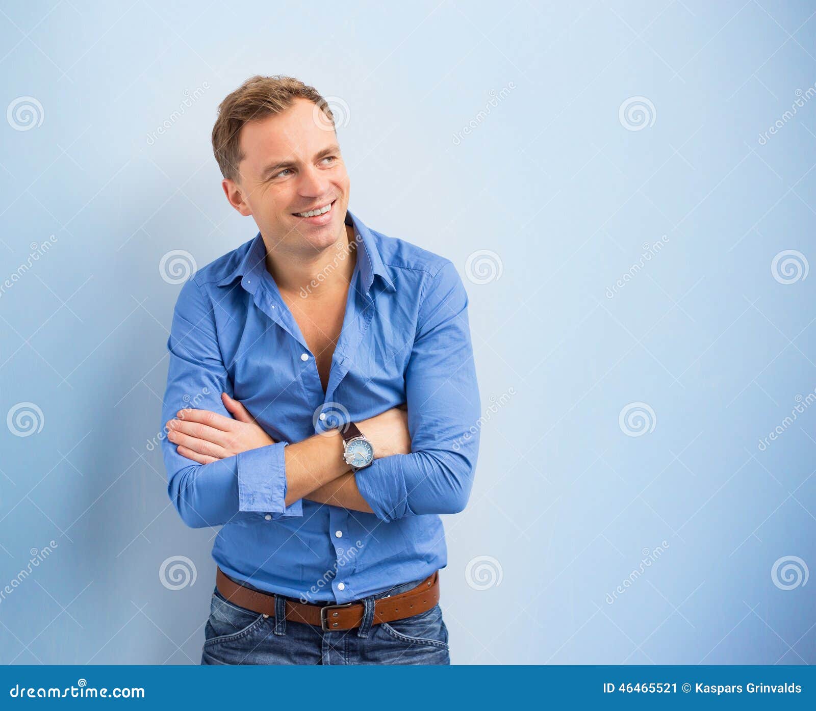 Portrait of Young Creative Man Standing and Looking Sideways Stock ...