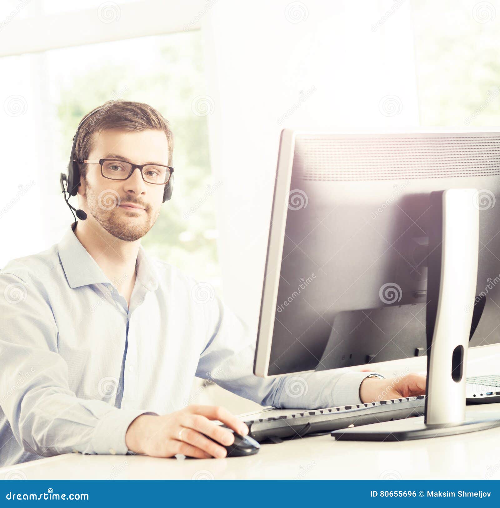 Portrait of a Young Customer Support Operator Stock Photo - Image of ...