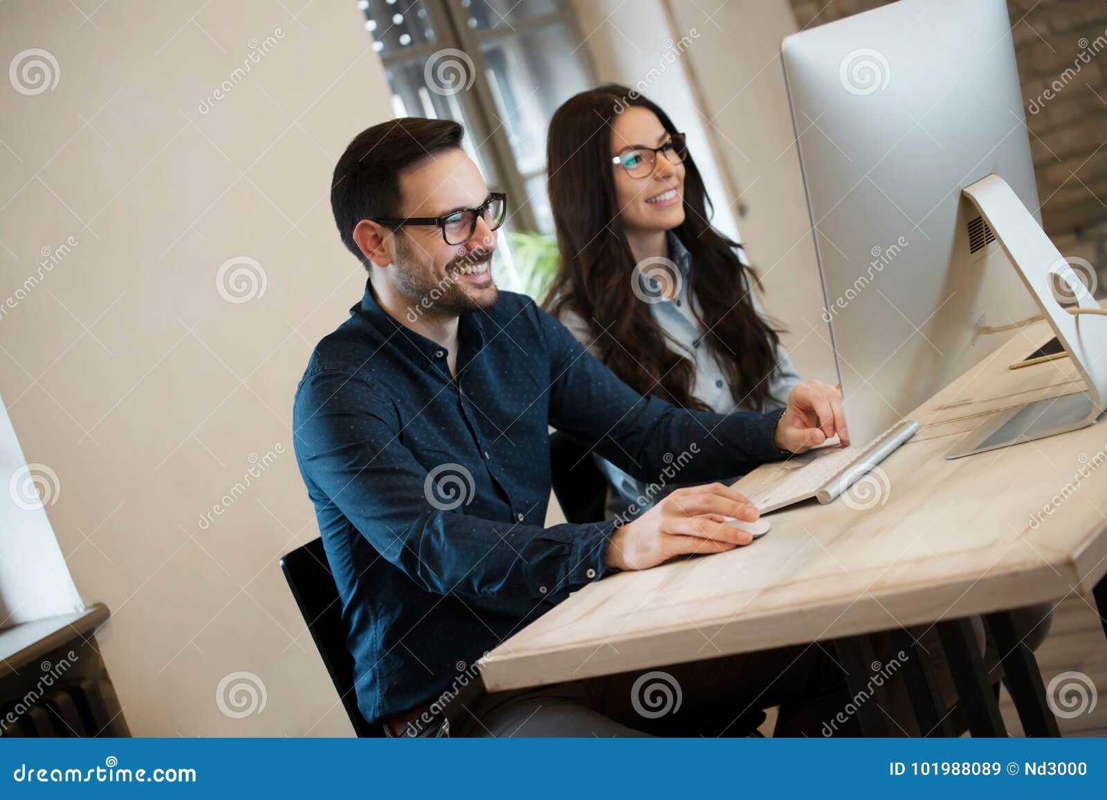 Portrait of Young Designers Working on Computer Stock Image - Image of ...