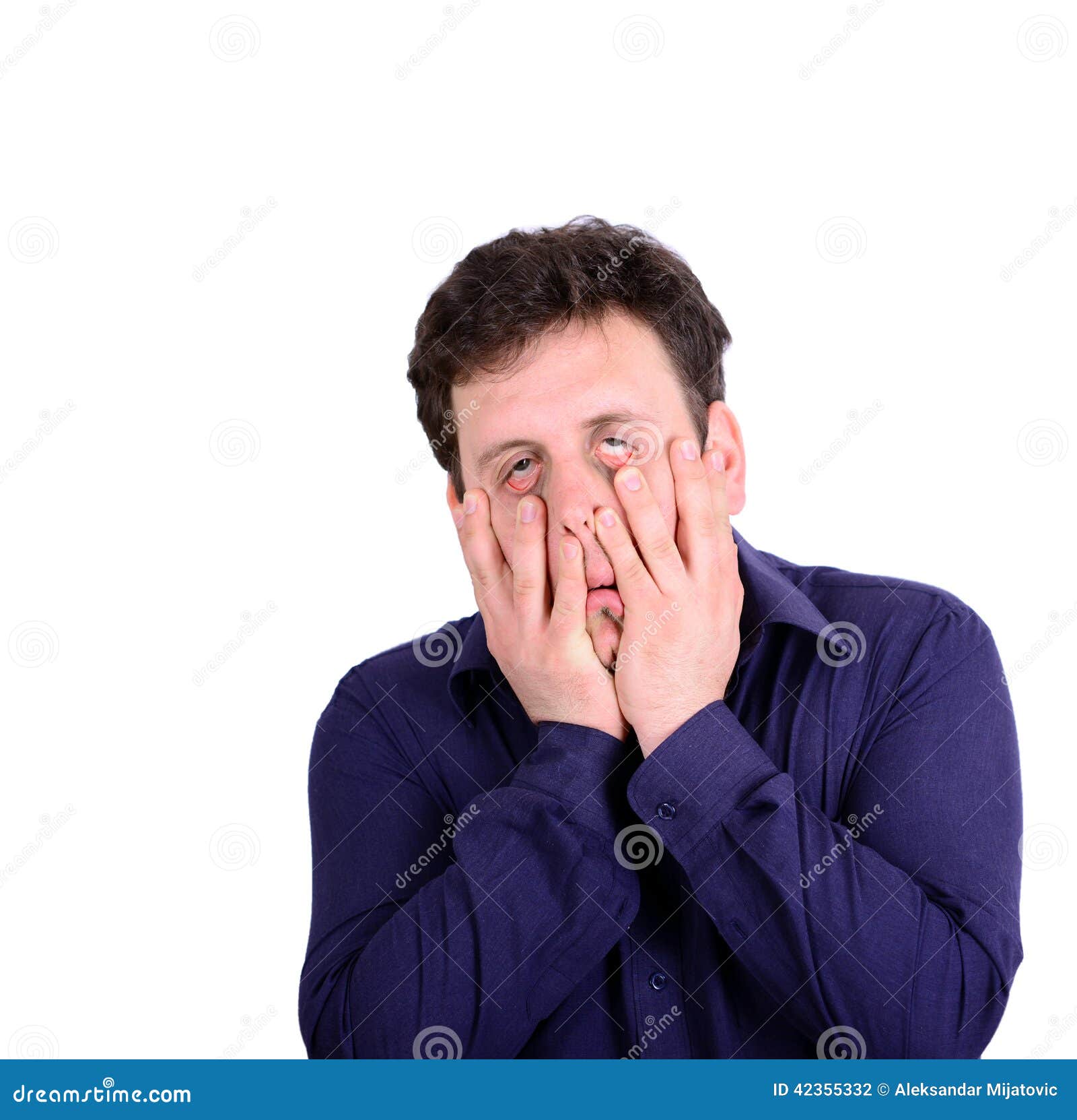 Portrait of Young Desperate Businessman Pulling His Face Down I Stock ...