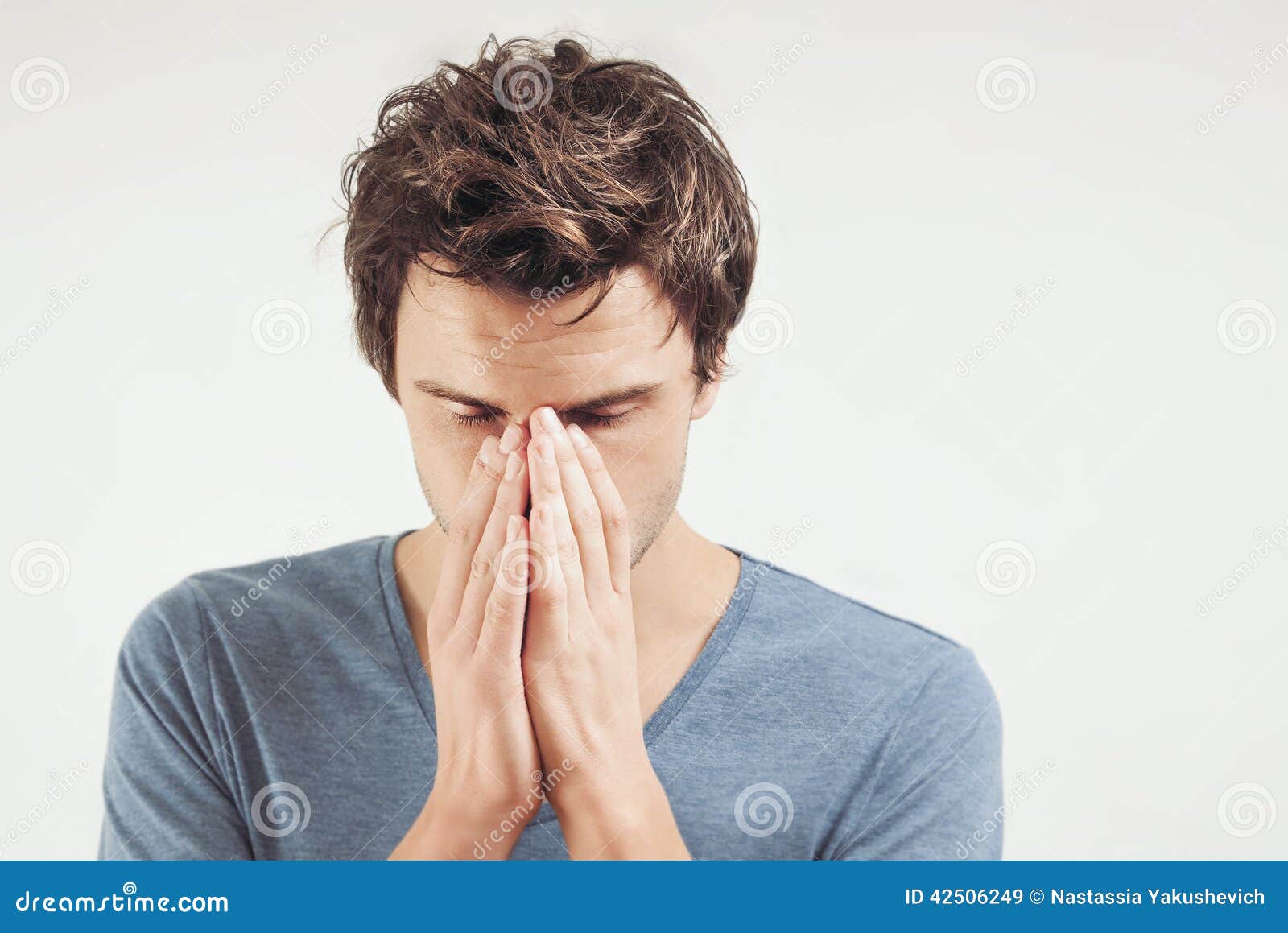 Portrait of Young Desperate Man Stock Image - Image of male, closeup ...