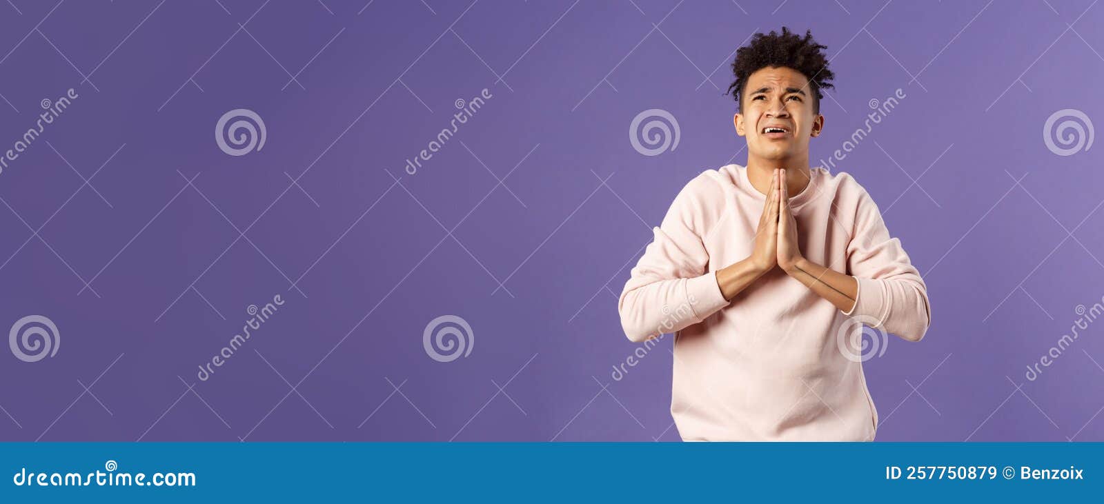 Portrait of Young Distressed and Devestated Hispanic Guy Pleading To ...