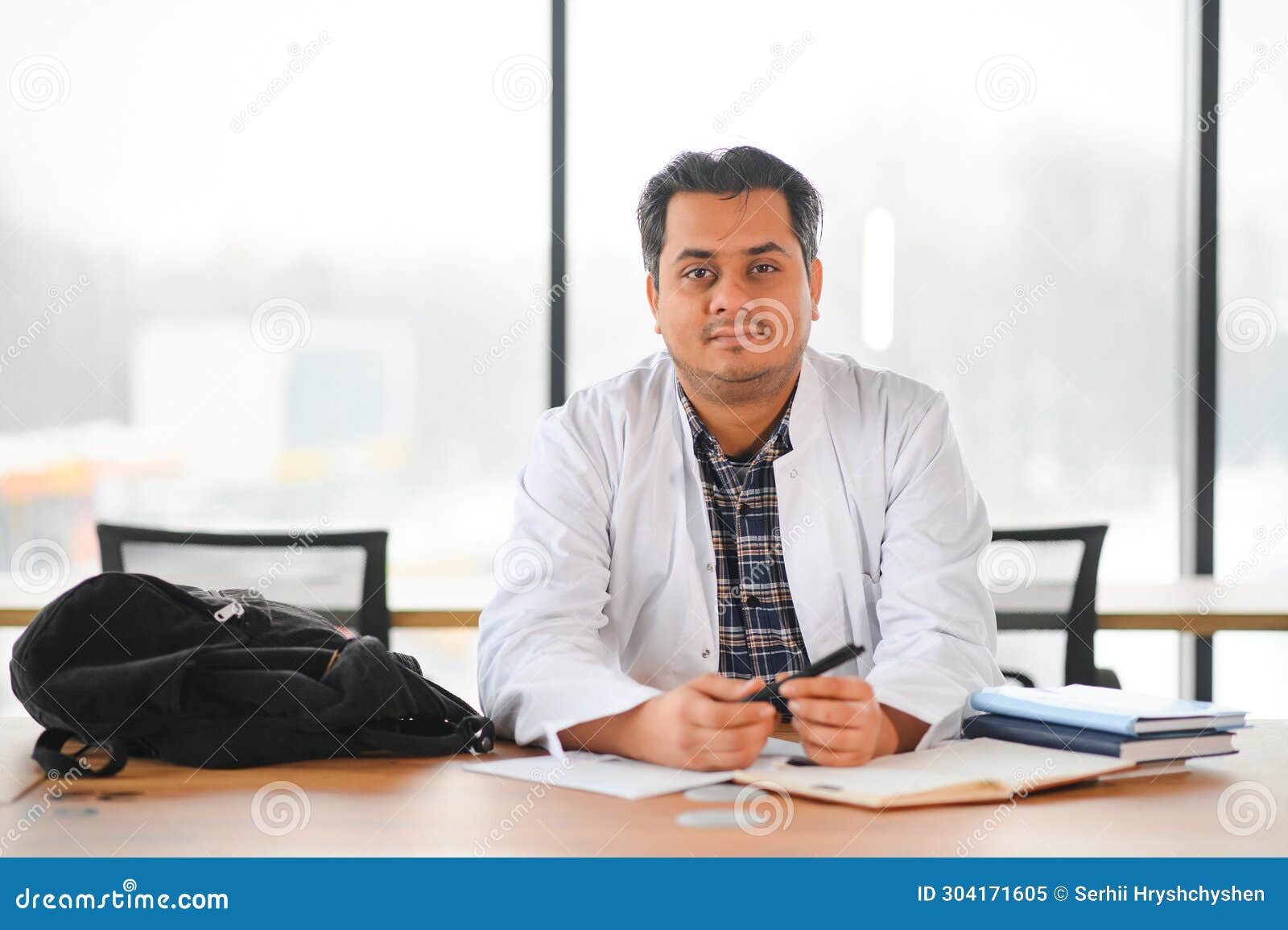 Portrait of a Young Doctor Student Studying Stock Image - Image of ...