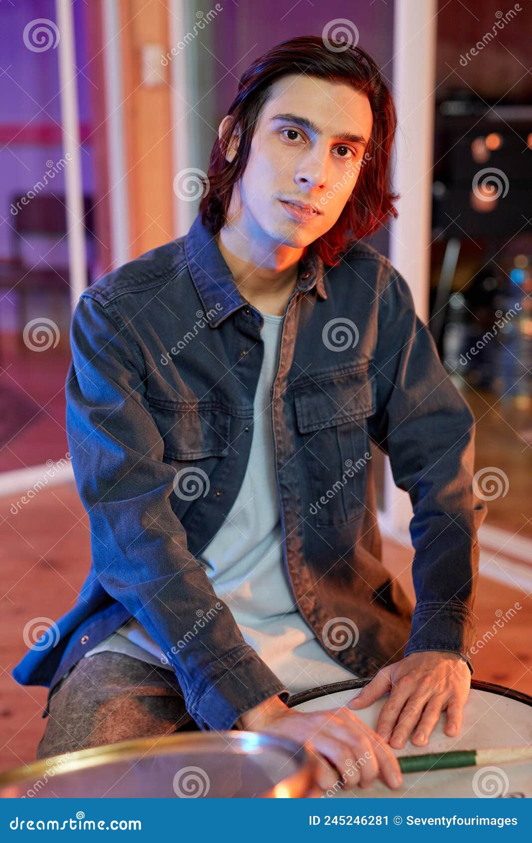Portrait of Young Drummer stock image. Image of drummer - 245246281