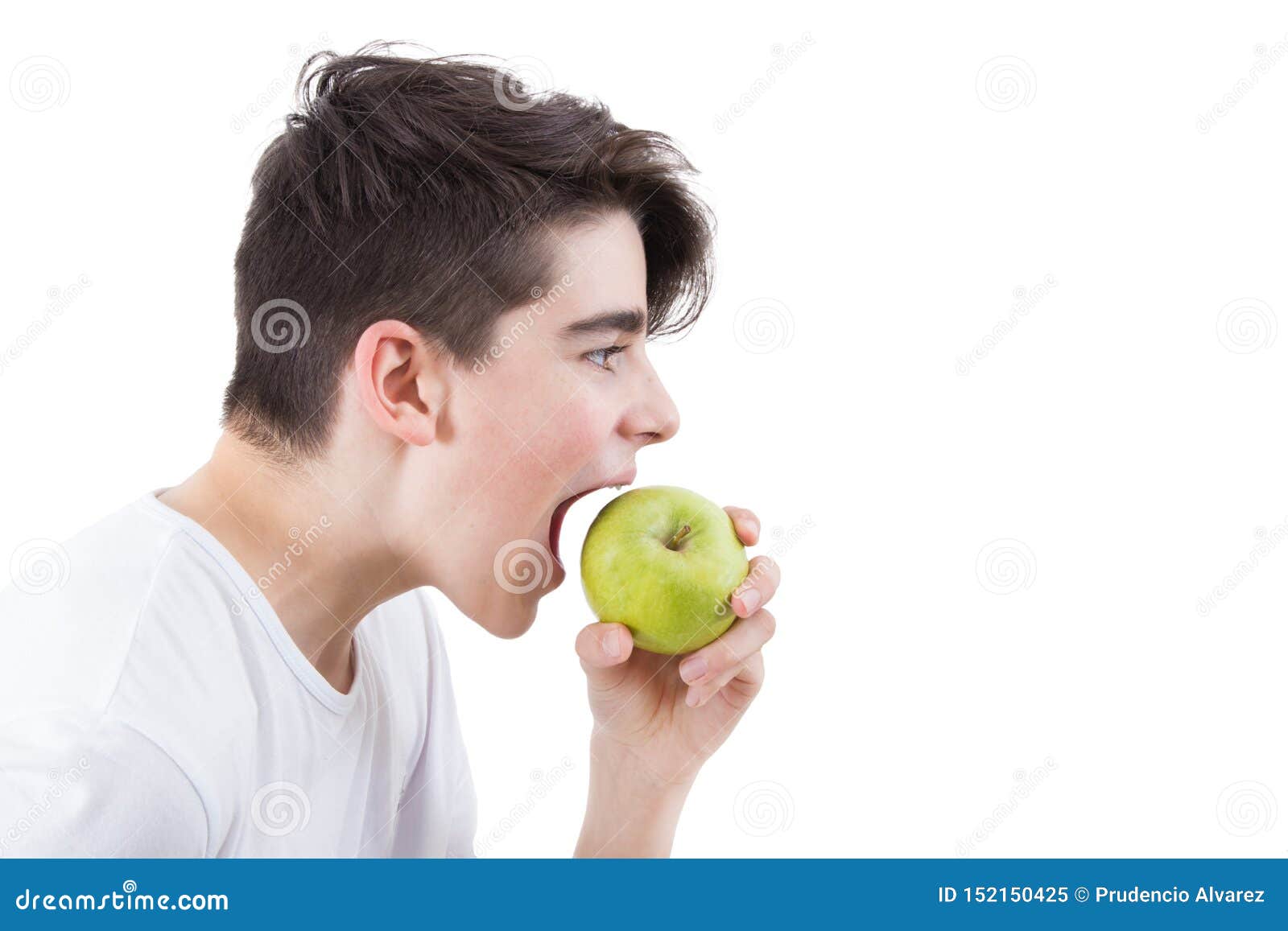Young Eating and Biting the Apple Stock Image - Image of food, dentist ...