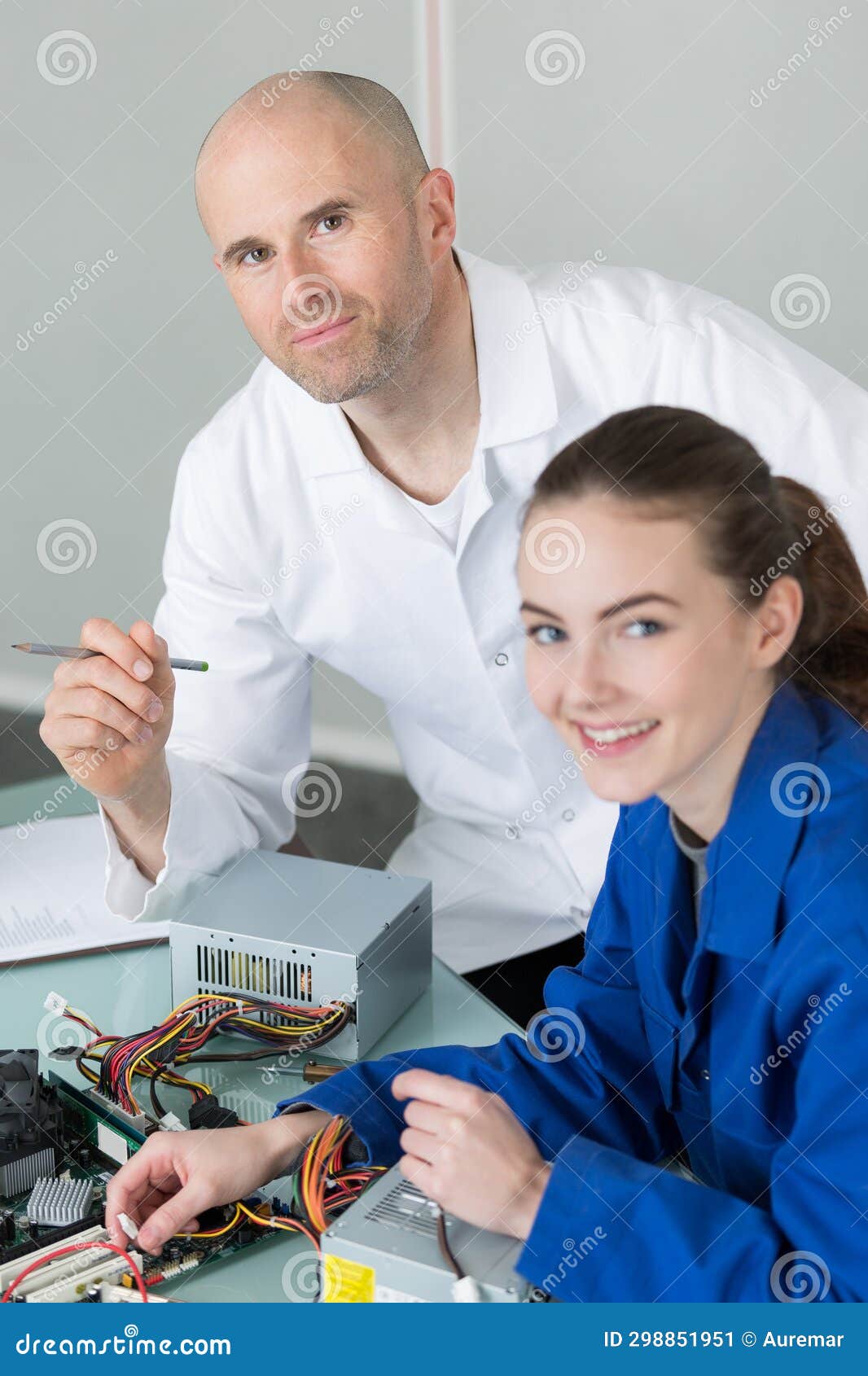 Portrait Young Electronic Technician Stock Image - Image of disk ...