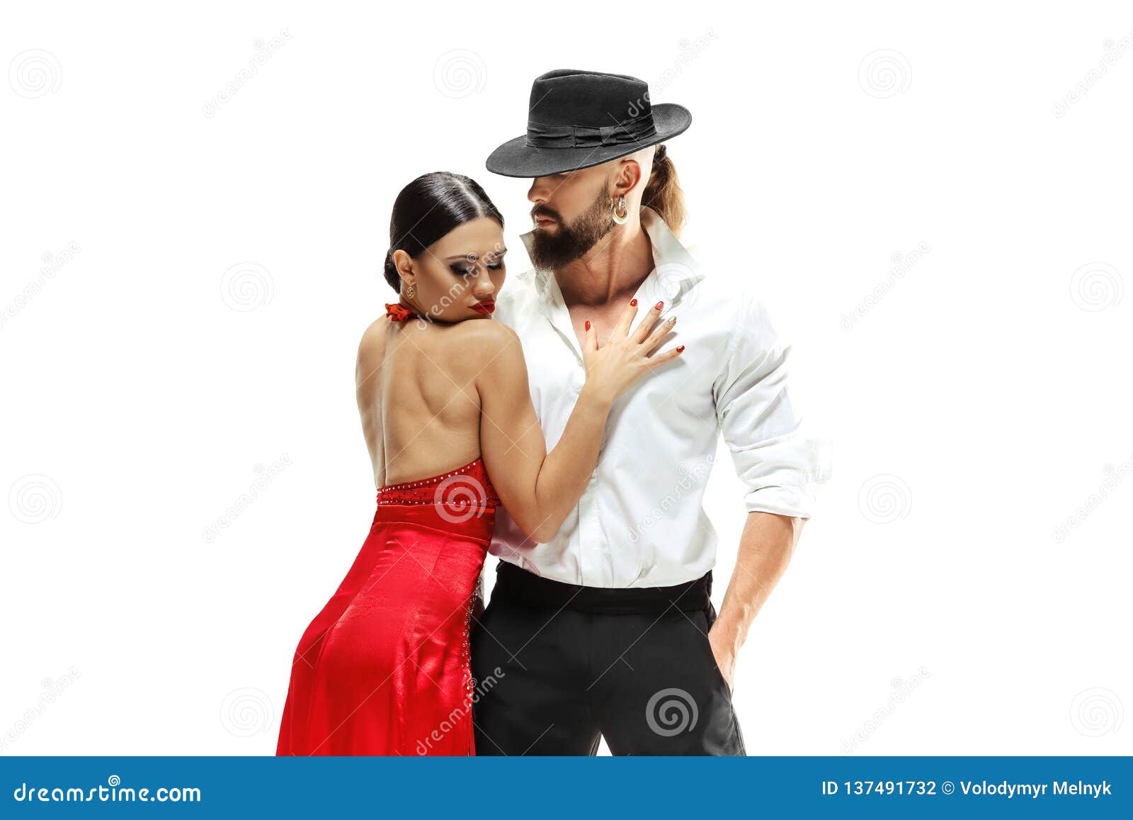 Portrait of Young Elegance Tango Dancers. Isolated Over White ...