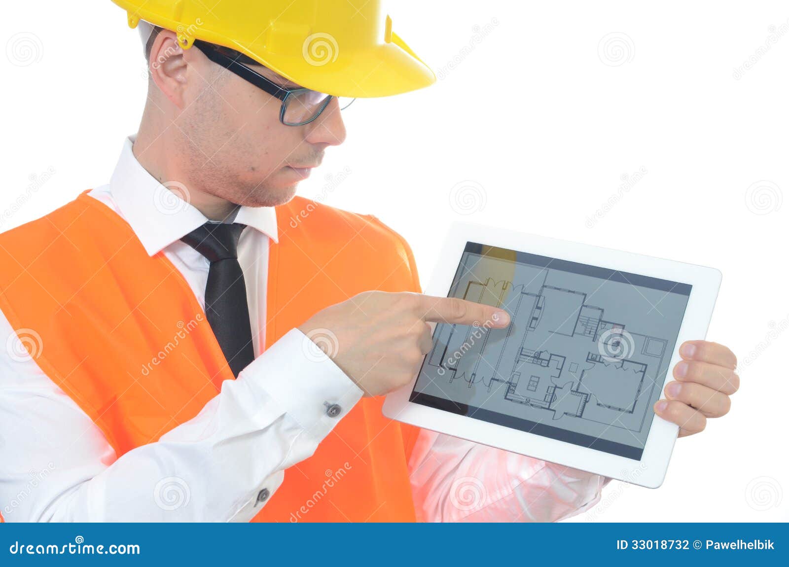 Portrait of young engineer stock photo. Image of site - 33018732