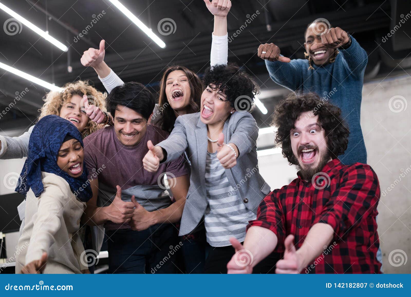 Portrait of Young Excited Multiethnics Business Team Stock Image ...