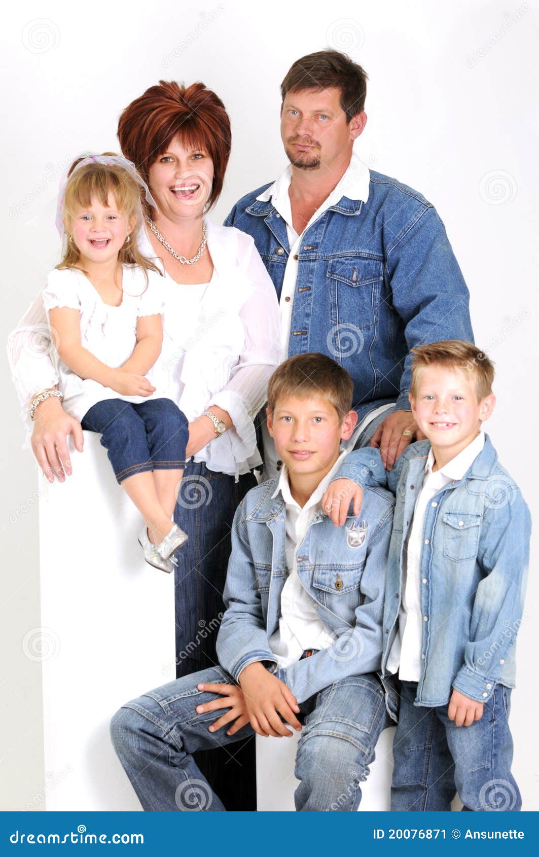 Portrait of a Young Family with Three Children Stock Image - Image of ...