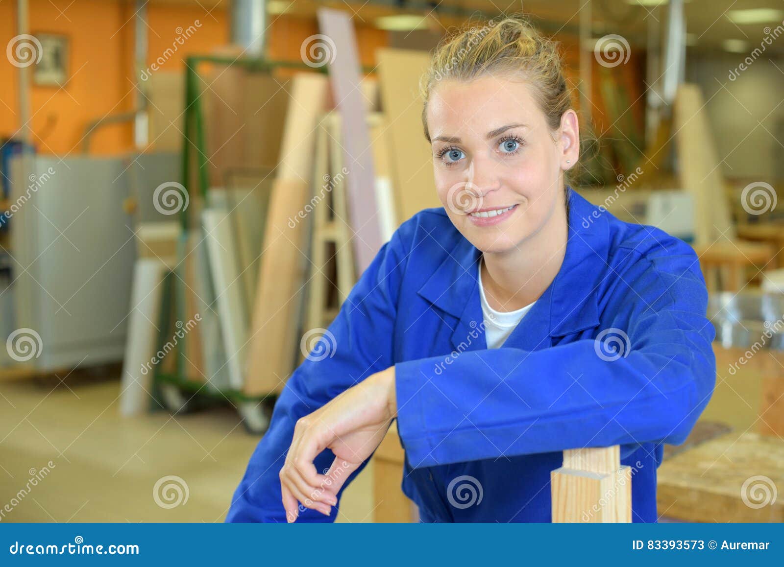 Portrait Young Female Carpenter Stock Image - Image of smile, workshop ...