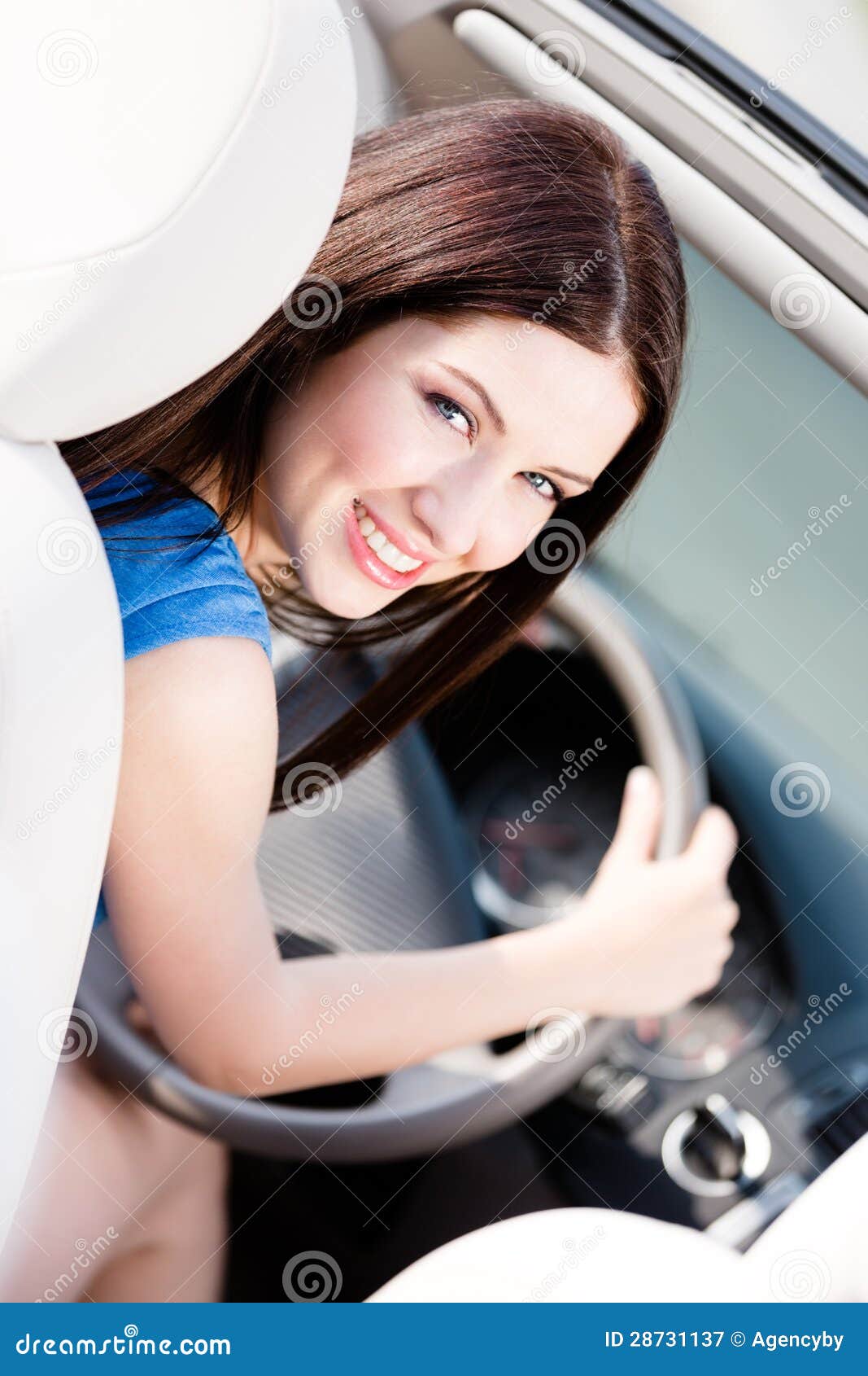 Portrait of Young Female Driver Stock Image - Image of driver, color ...